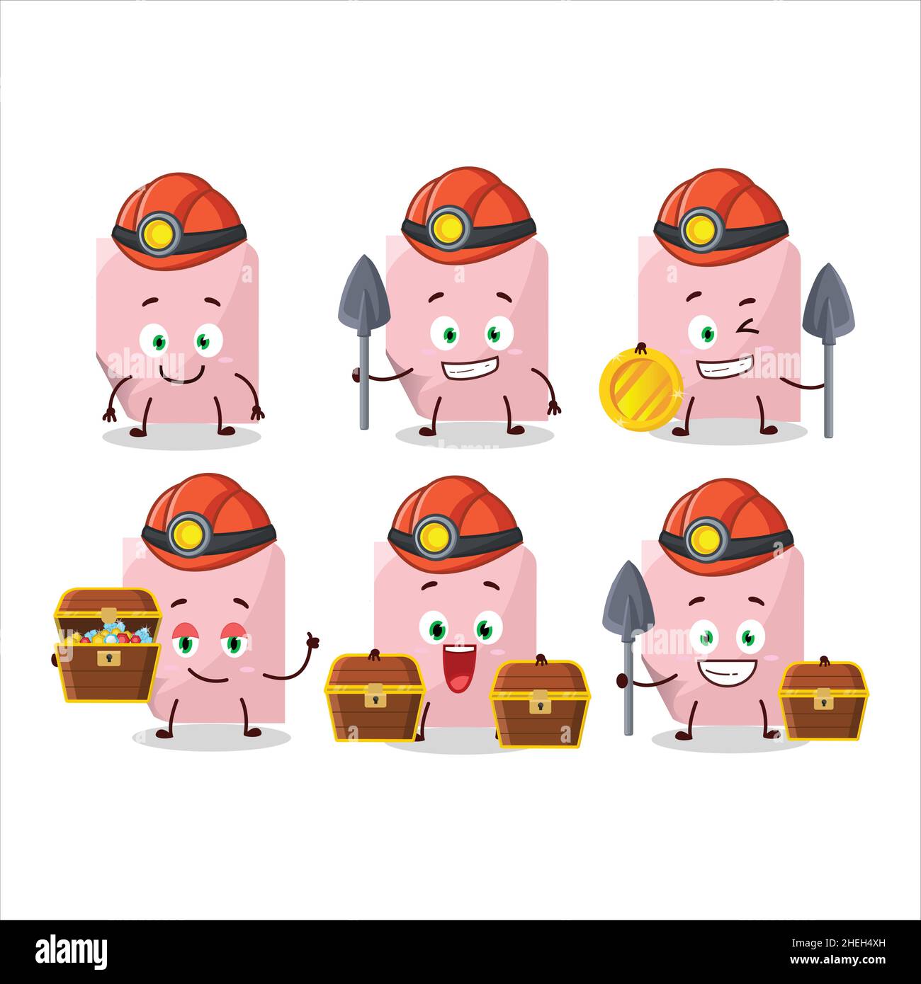 miners pink sticky note cute mascot character wearing helmet. Vector ...