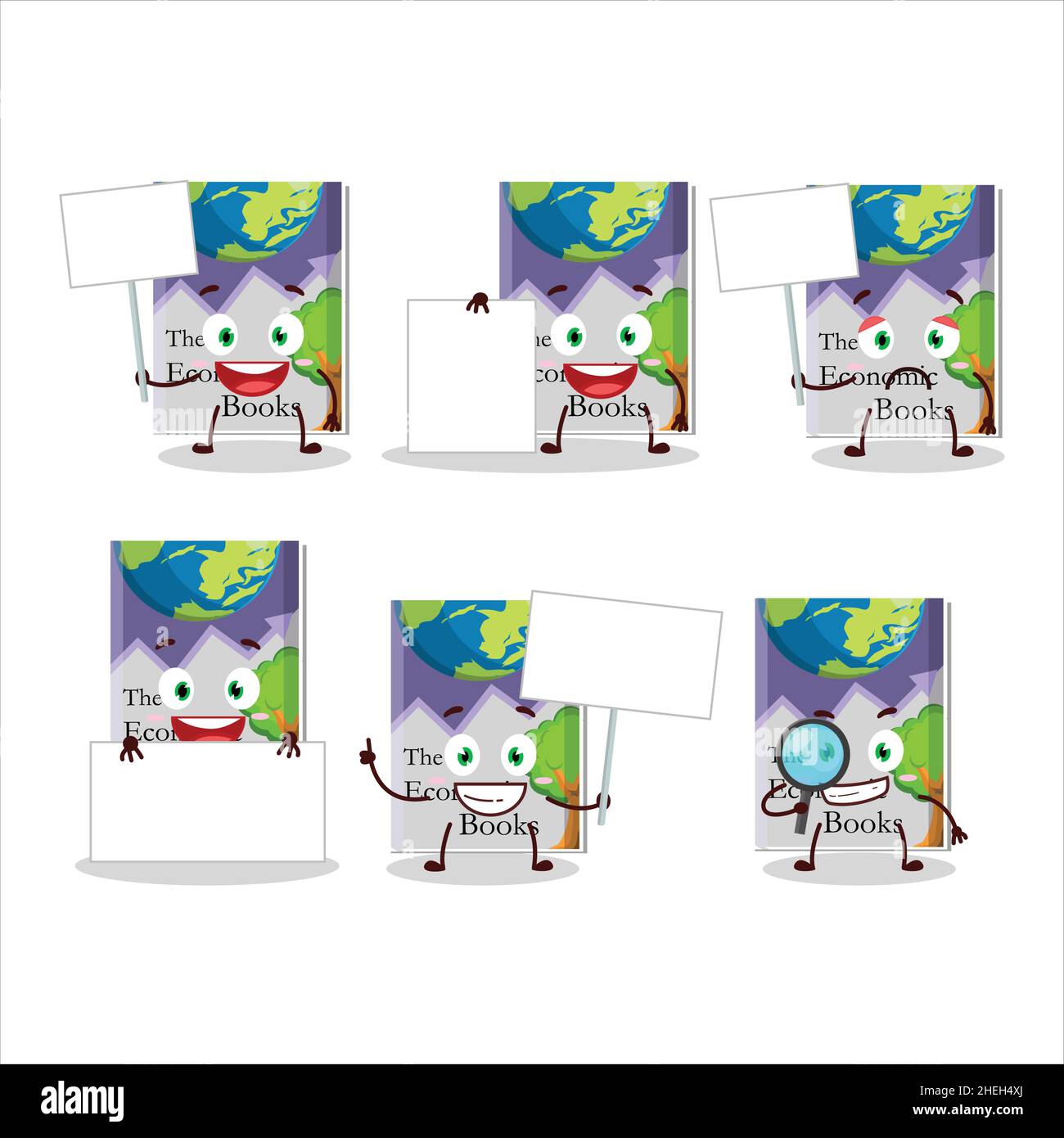 Economic books cartoon character bring information board. Vector ...