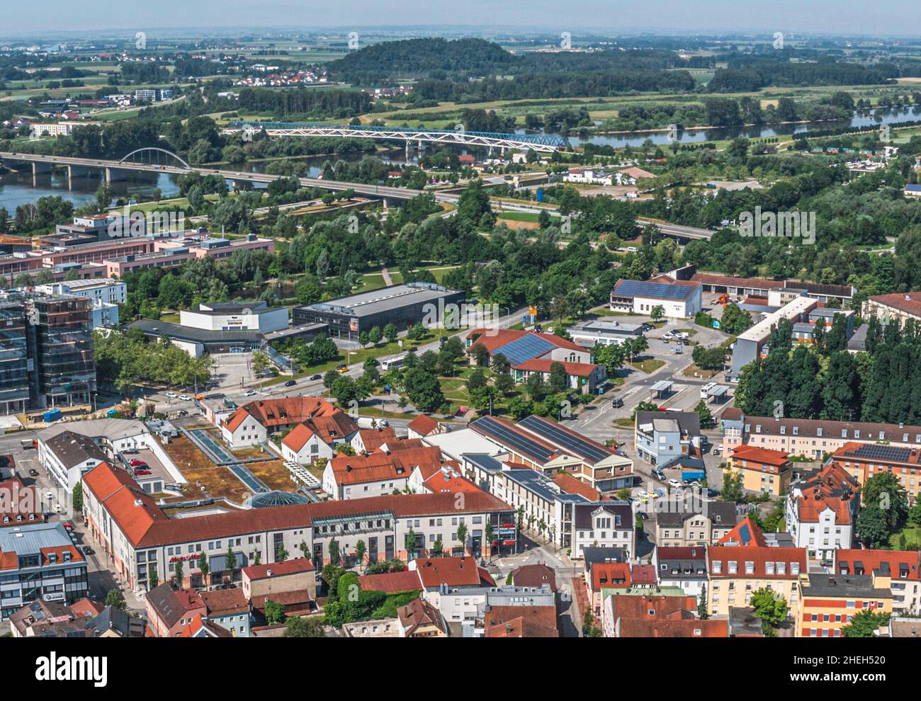 Aerial view to Deggendorf on Danube in Lower Bavaria Stock Photo - Alamy