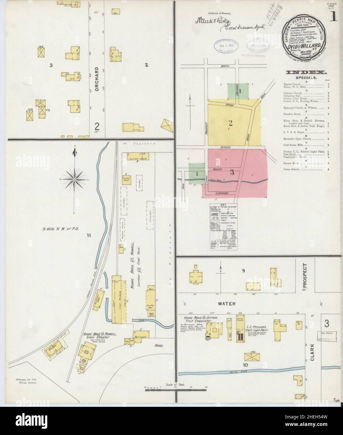 Sanborn Fire Insurance Map from Ovid, Seneca County, New York Stock ...