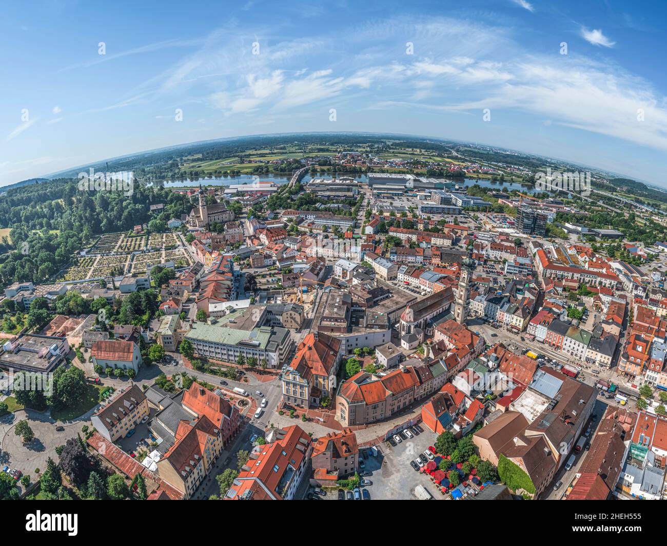 Aerial view to Deggendorf on Danube in Lower Bavaria Stock Photo - Alamy