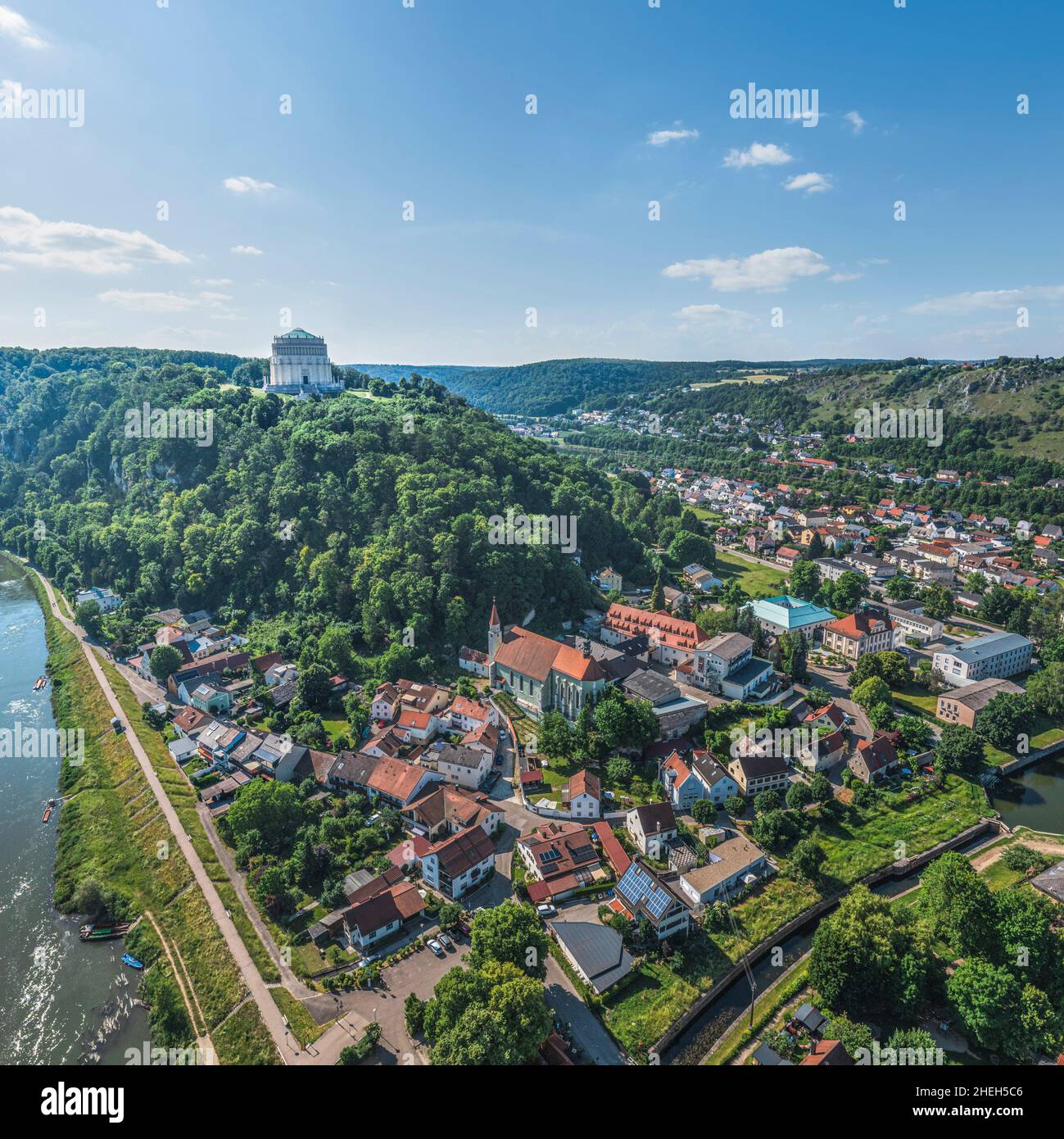 Aerial view to Kelheim and Danube Valley in Lower Bavaria Stock Photo ...