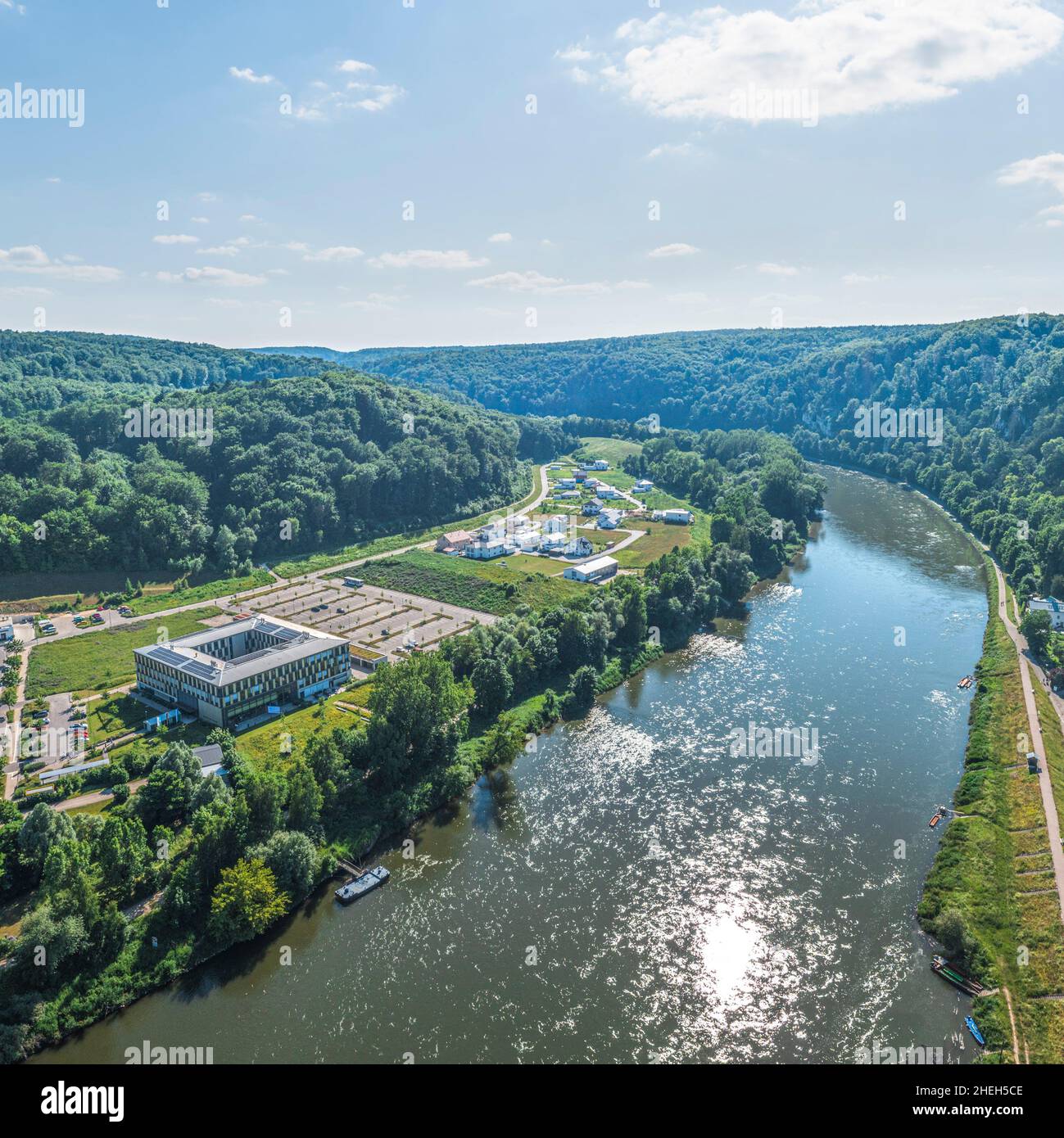Aerial view to Kelheim and Danube Valley in Lower Bavaria Stock Photo ...
