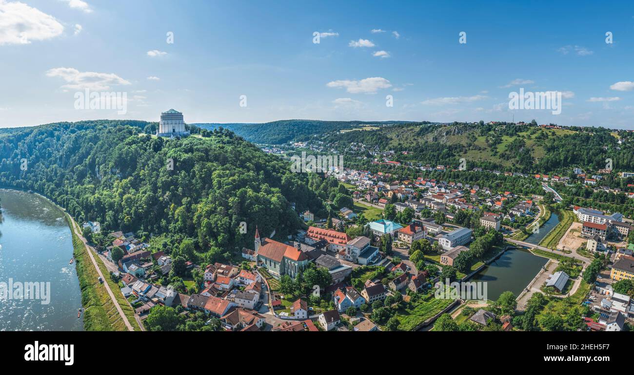 Aerial view to Kelheim and Danube Valley in Lower Bavaria Stock Photo ...