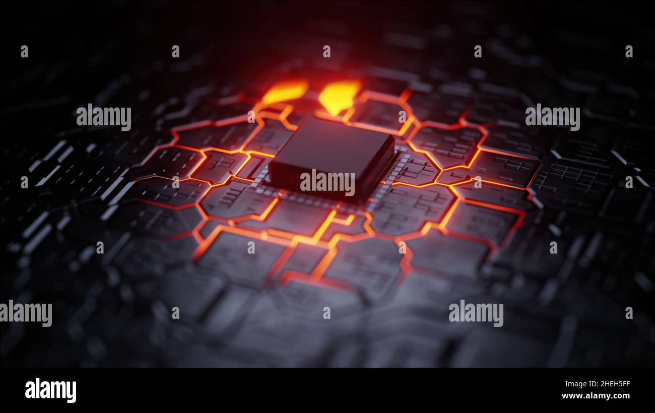 3d illustration - Advanced Technology Concept Visualization. Circuit ...