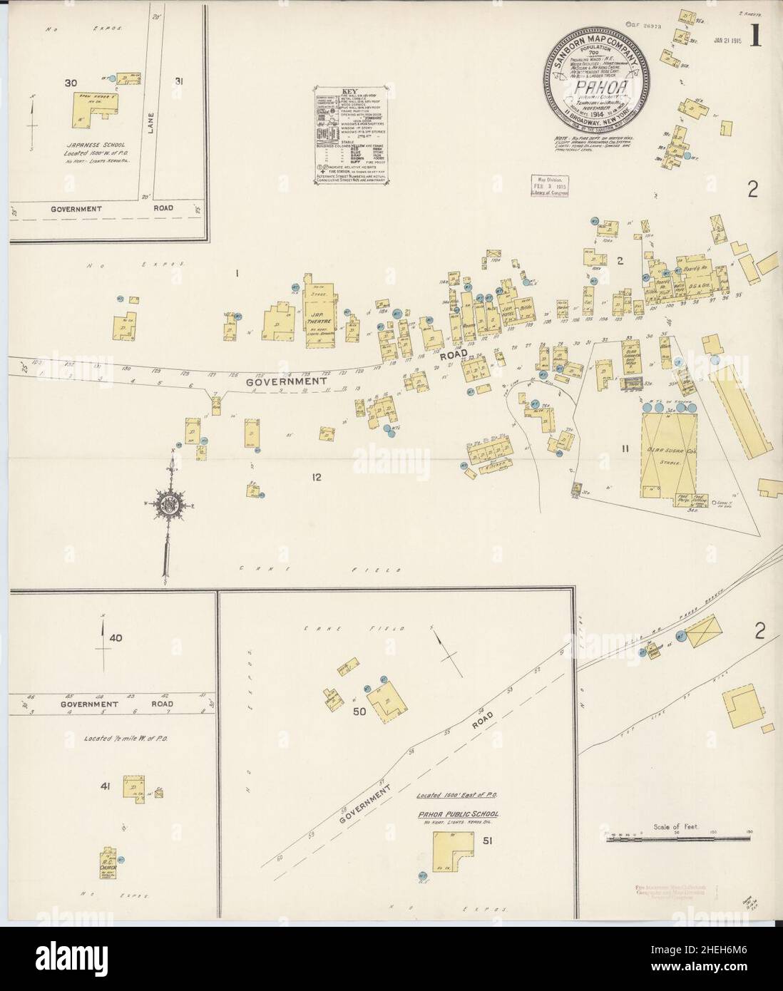 Sanborn Fire Insurance Map from Pahoa, Hawaii County, Hawaii Stock ...