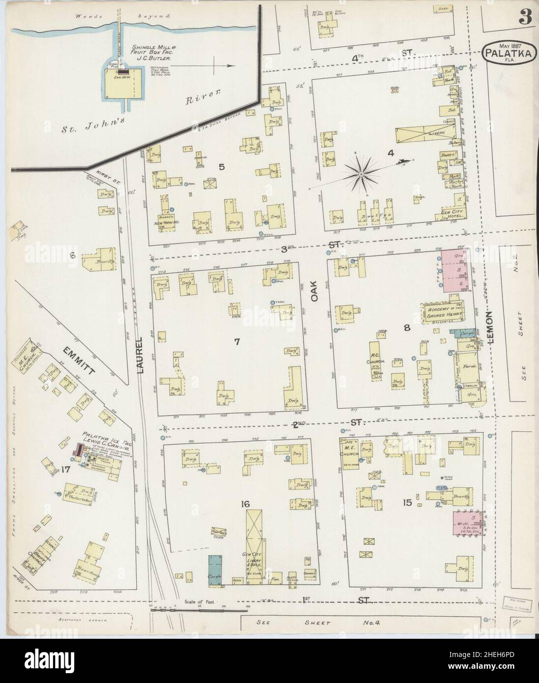 Sanborn Fire Insurance Map from Palatka, Putnam County, Florida Stock ...