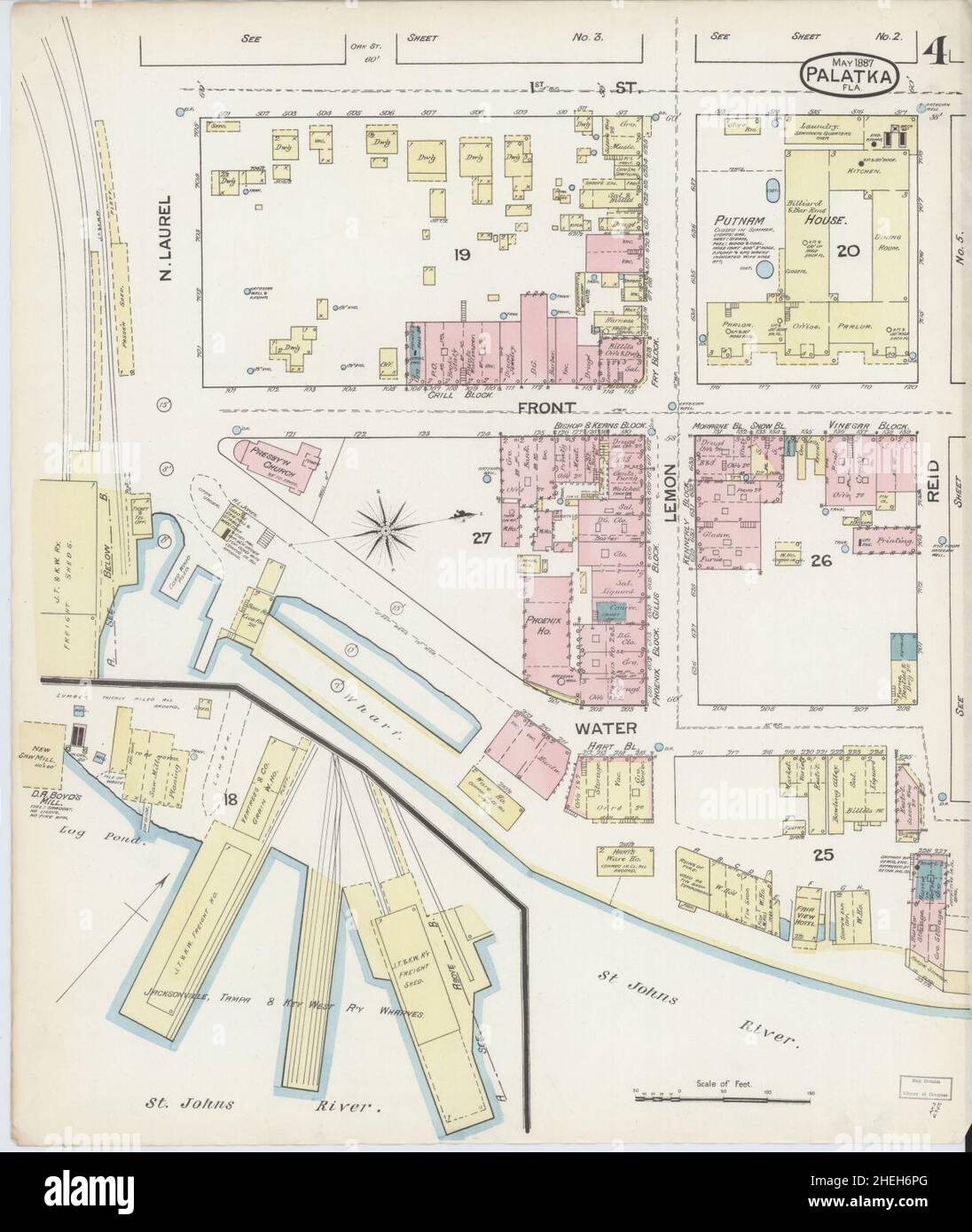Sanborn Fire Insurance Map from Palatka, Putnam County, Florida Stock ...