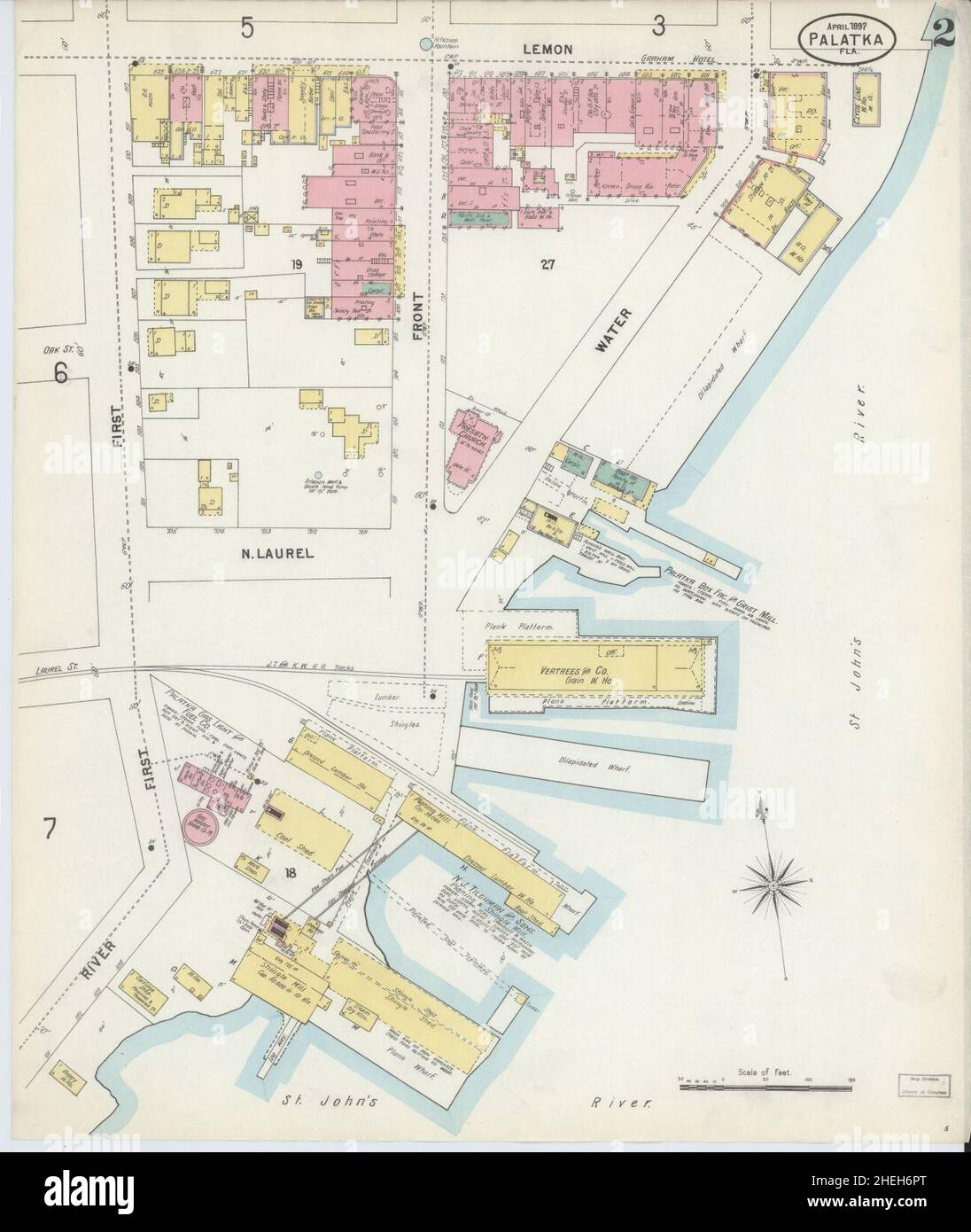 Sanborn Fire Insurance Map from Palatka, Putnam County, Florida Stock ...