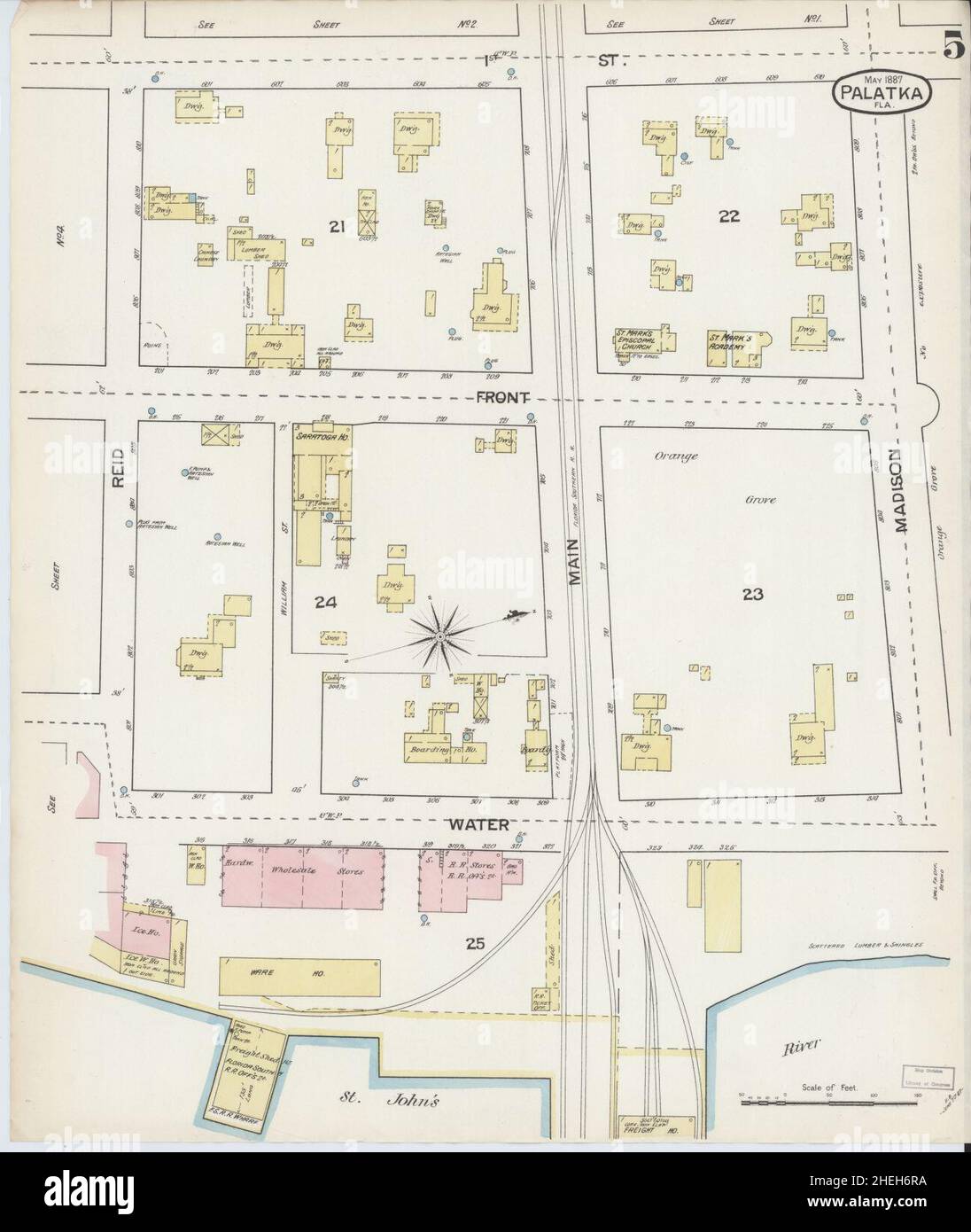 Sanborn Fire Insurance Map from Palatka, Putnam County, Florida Stock ...