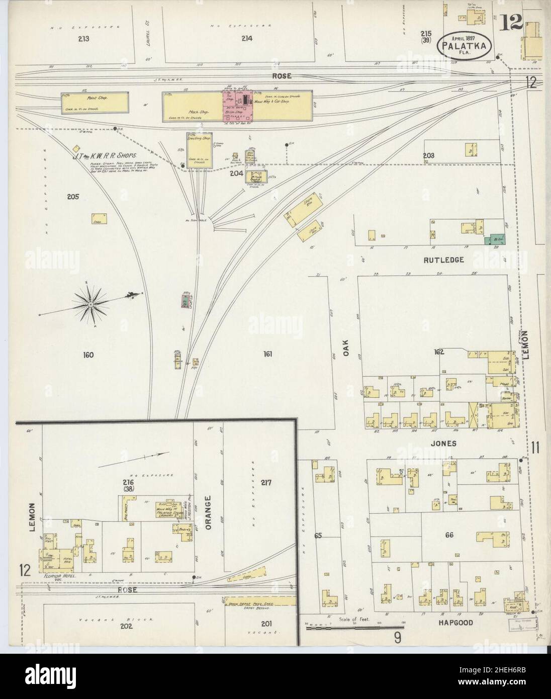 Sanborn Fire Insurance Map from Palatka, Putnam County, Florida Stock ...