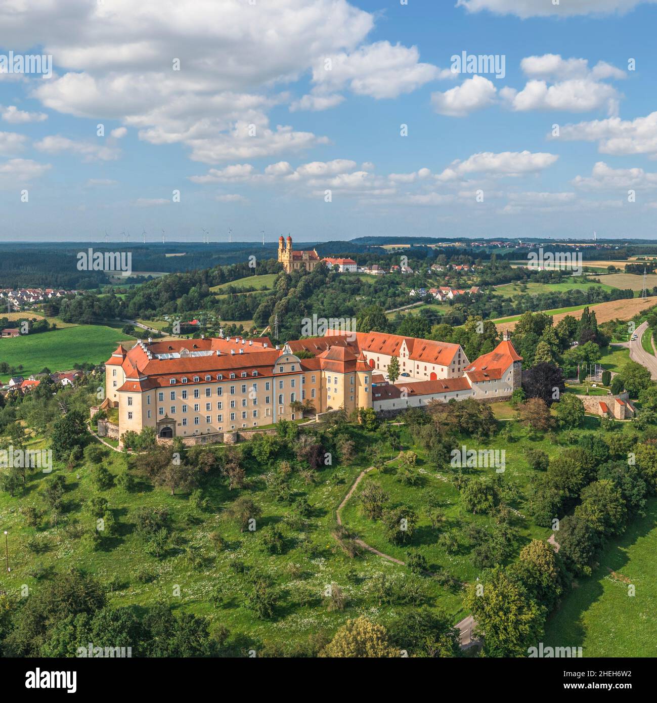 Aerial view to Ellwangen on Jagst and surrounding area Stock Photo - Alamy
