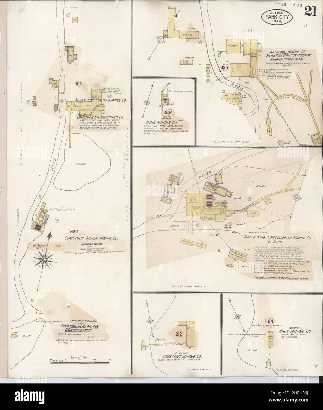 Sanborn Fire Insurance Map from Park City, Summit County, Utah Stock ...