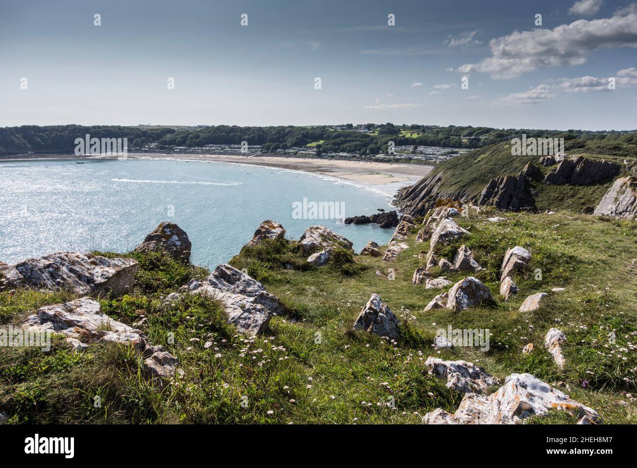 Lydstep Haven, well known for its sandy beach and caravan park ...
