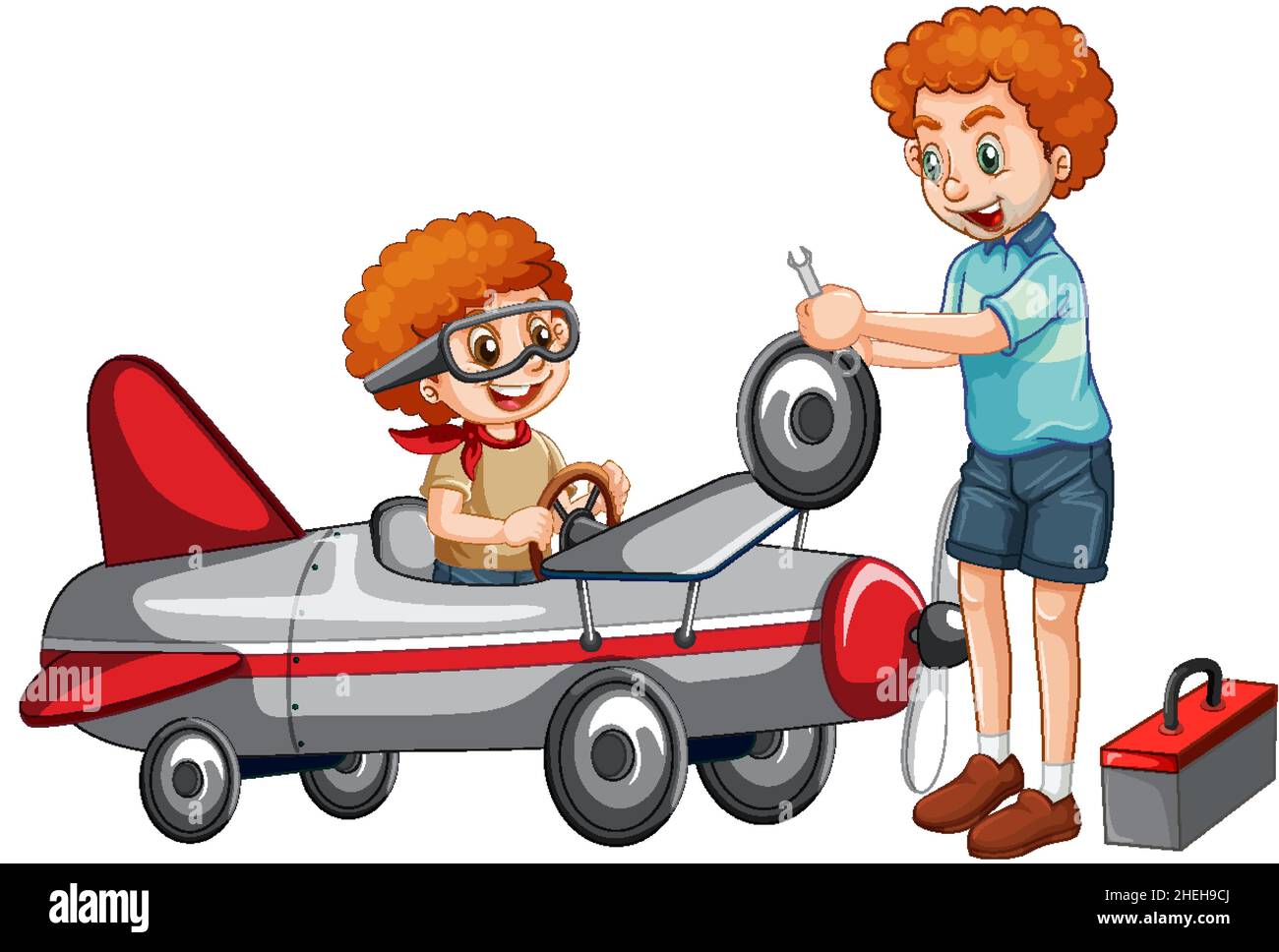 Children fixing a plane together illustration Stock Vector Image & Art ...