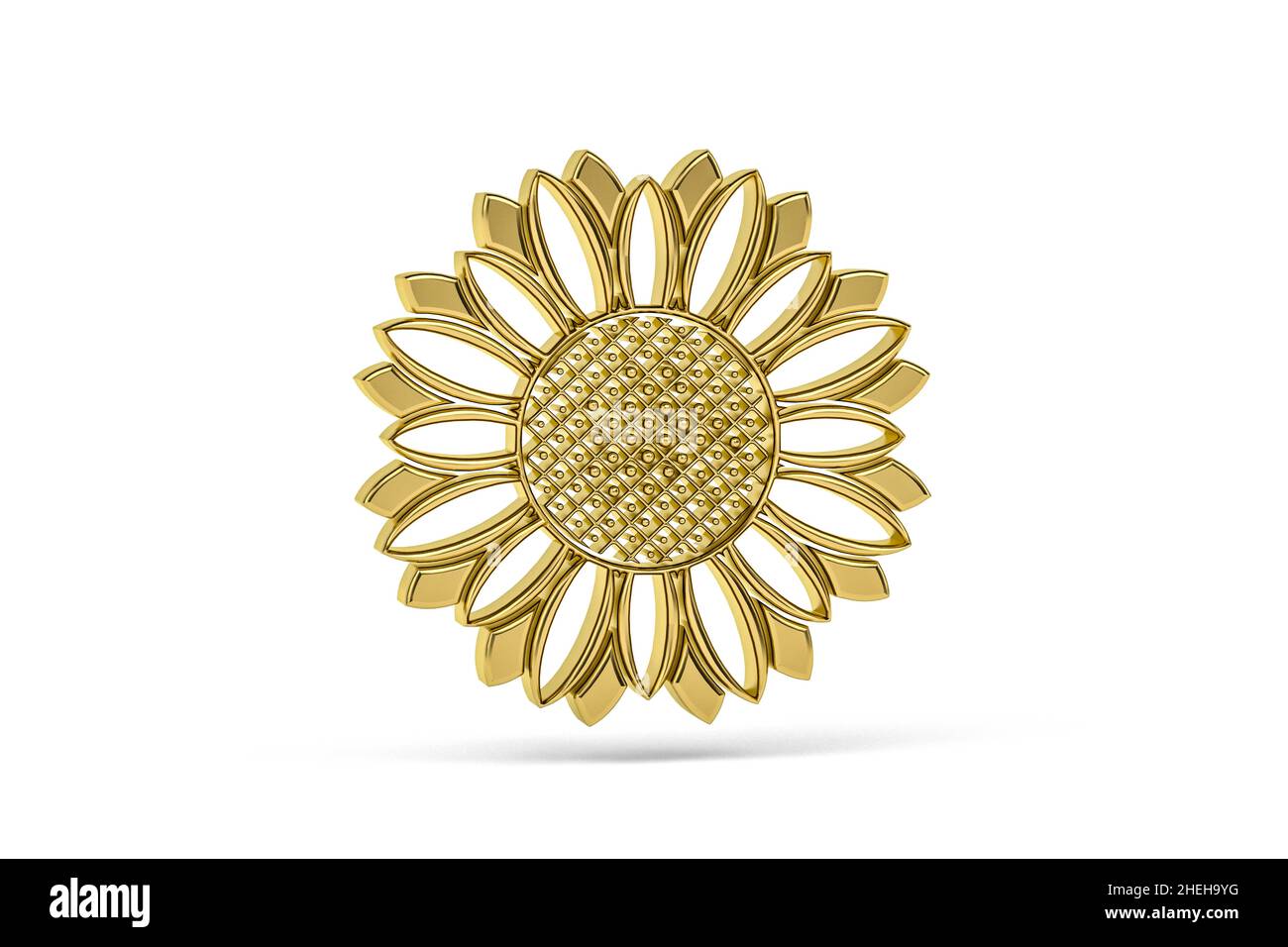 Golden 3d sunflower icon isolated on white background - 3d render Stock ...