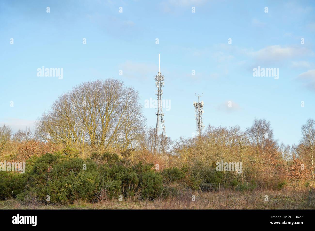 Mobile phone masts outdoors in UK countryside Stock Photo - Alamy