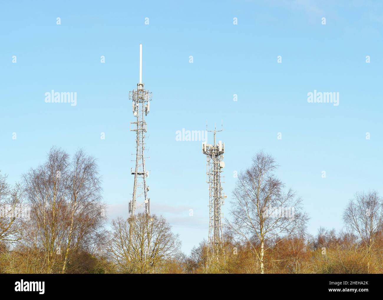 Mobile phone masts in rural countryside, UK Stock Photo - Alamy
