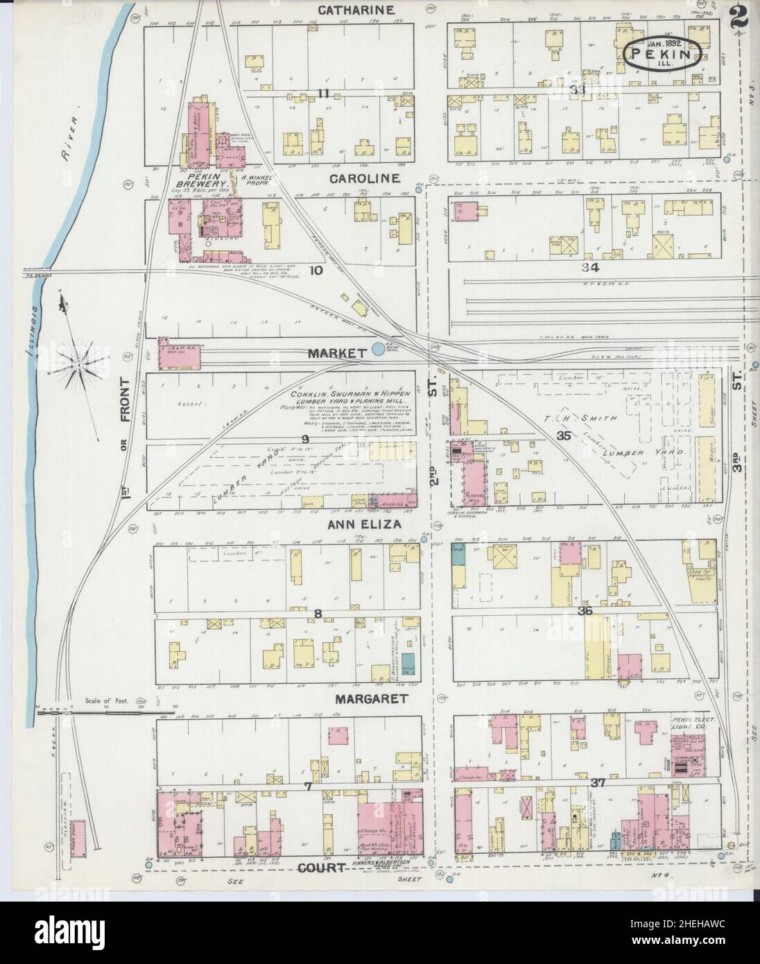 Map of pekin illinois hi-res stock photography and images - Alamy