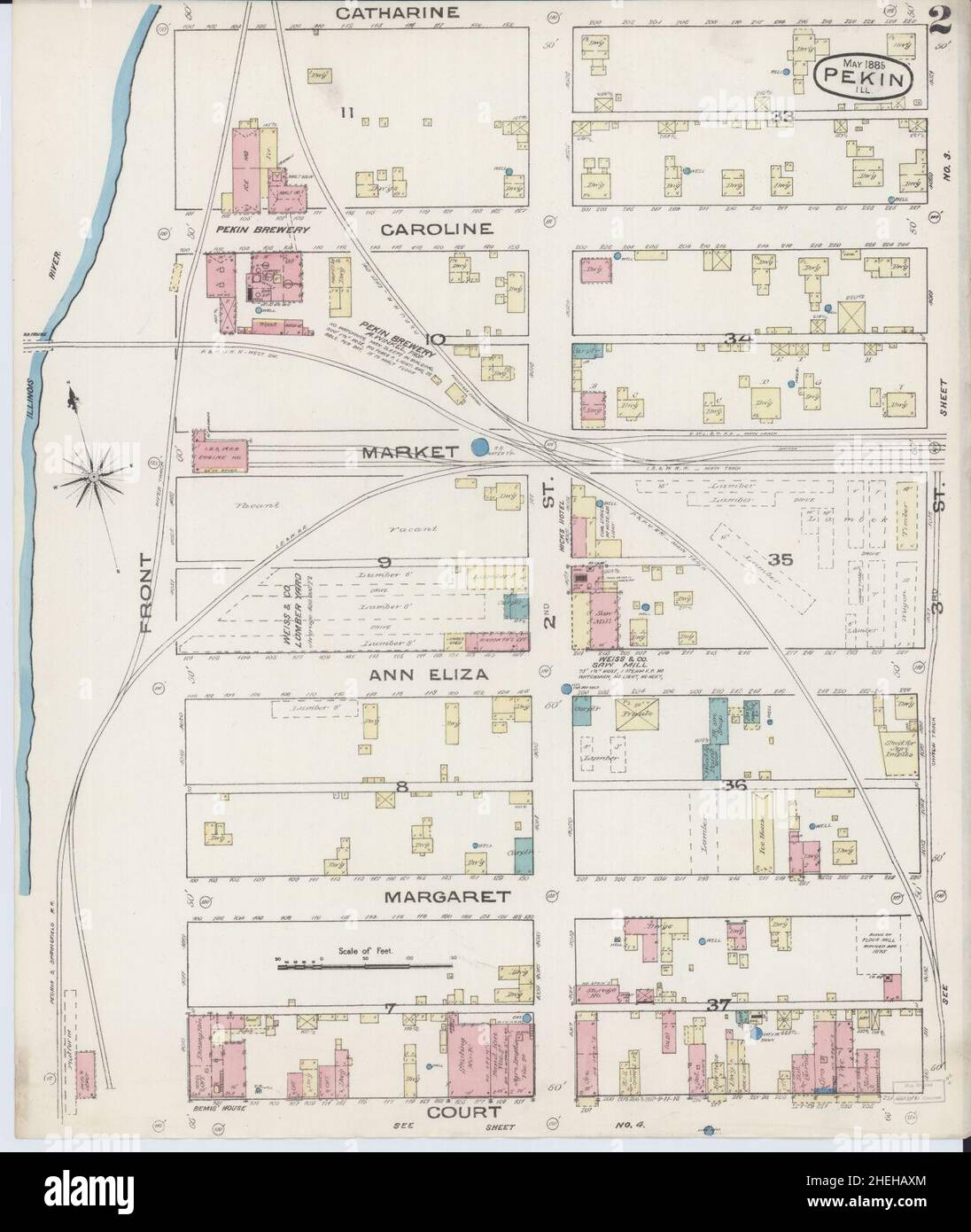 Map of pekin illinois hi-res stock photography and images - Alamy