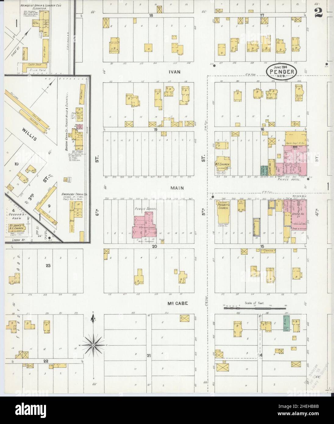 Sanborn Fire Insurance Map from Pender, Thurston County, Nebraska Stock ...