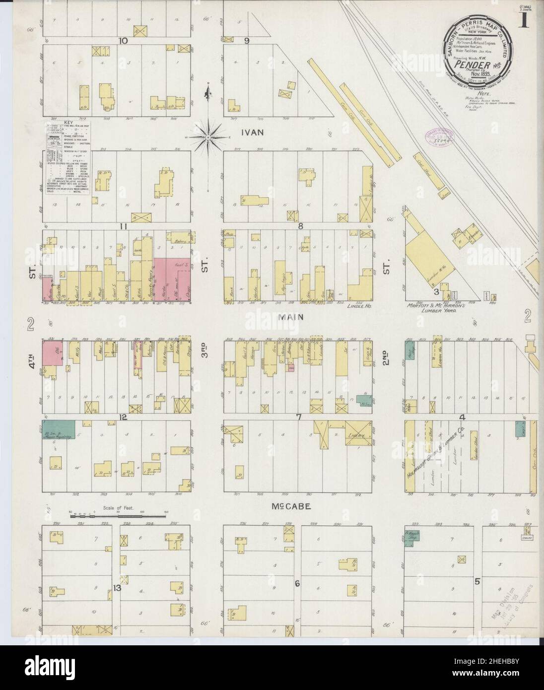 Sanborn Fire Insurance Map from Pender, Thurston County, Nebraska Stock ...