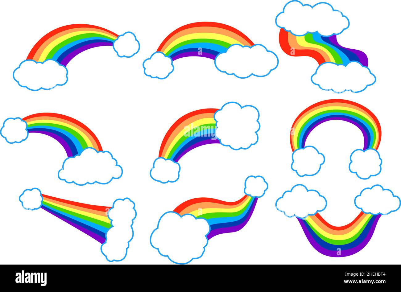 This is a illustration of A rainbow that bends and stretches with ...