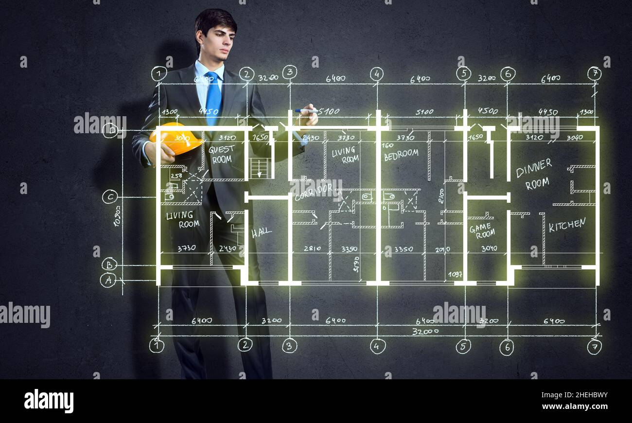 House graphic layout plan hi-res stock photography and images - Alamy