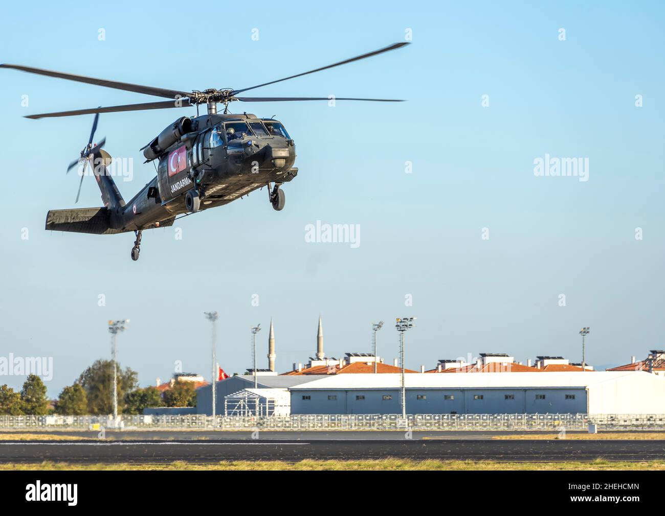 Turkish Military gendarme helicopter (Sikorsky S-70 Blackhawk) landing ...