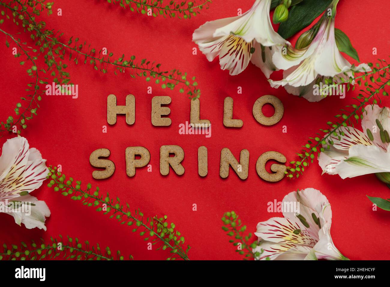 Top view hello spring hi-res stock photography and images - Alamy