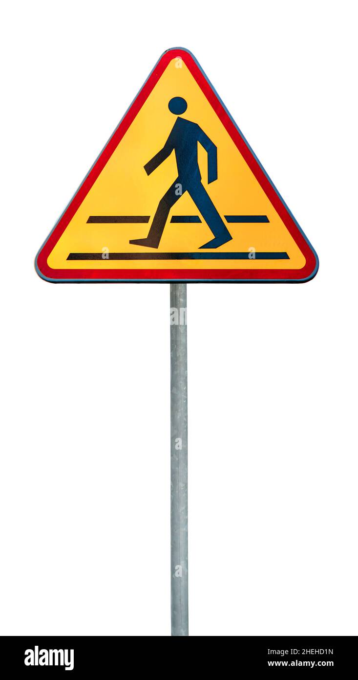 Warning traffic Pedestrian traffic road sign Stock Photo - Alamy