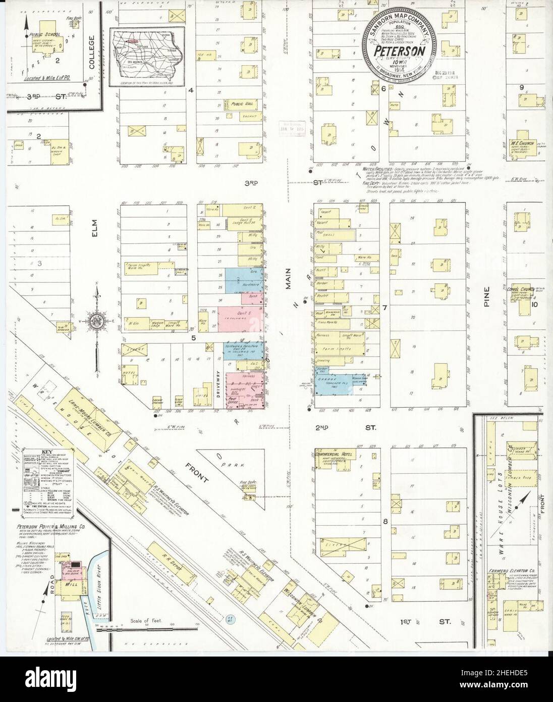 Sanborn Fire Insurance Map from Peterson, Clay County, Iowa Stock Photo ...