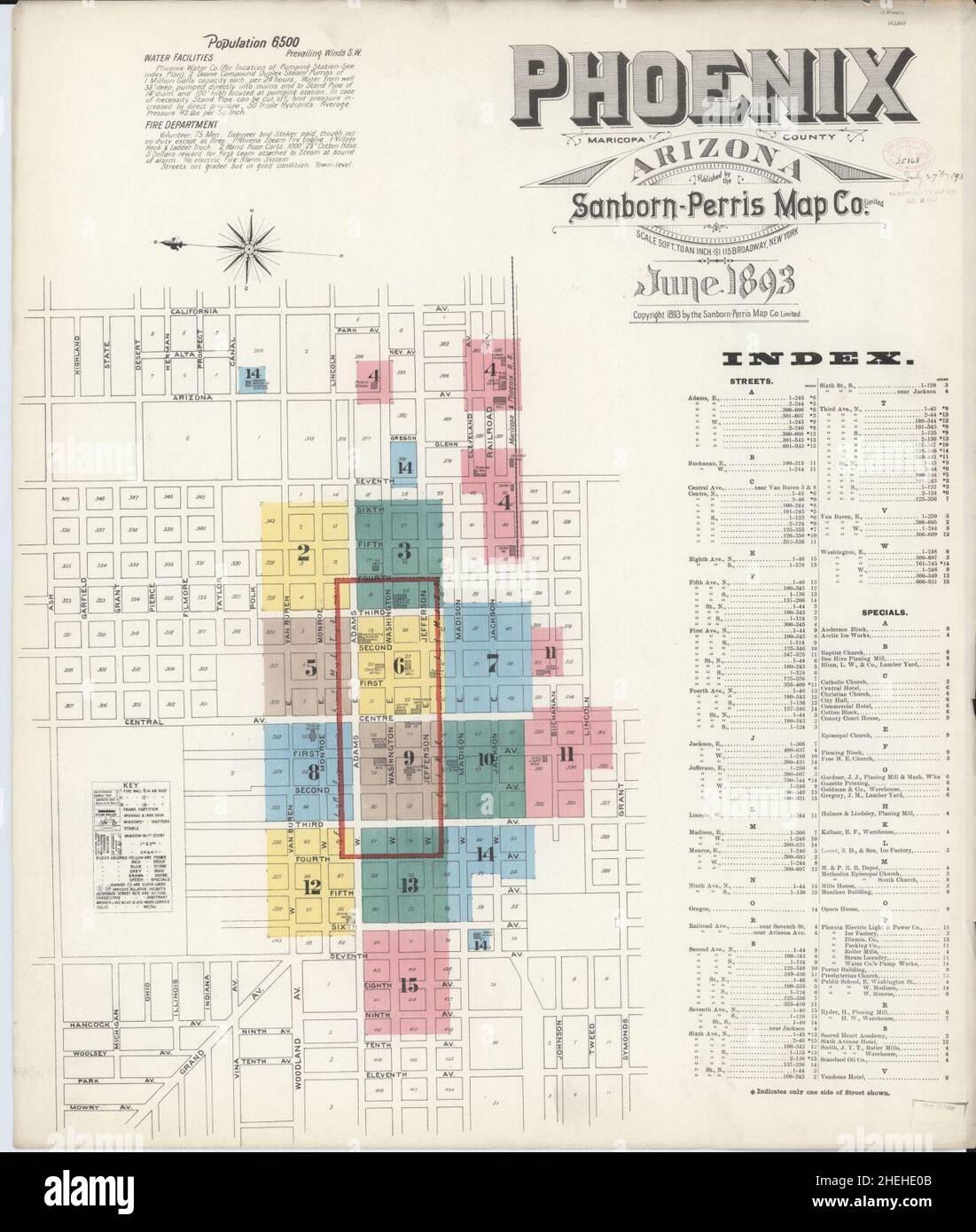 Sanborn Fire Insurance Map from Phoenix, Maricopa County, Arizona Stock ...