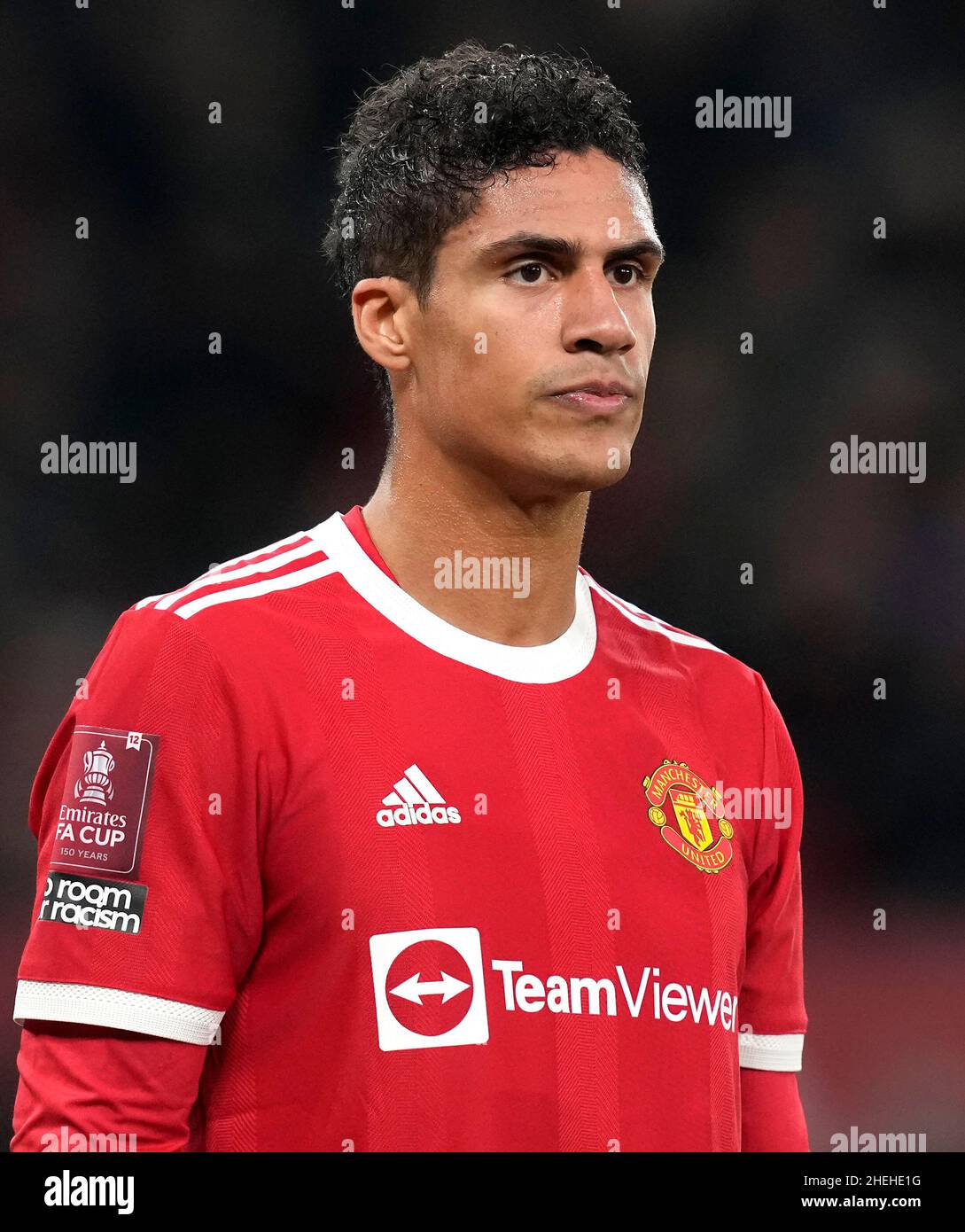 Manchester, England, 10th January 2022. Raphael Varane of Manchester ...