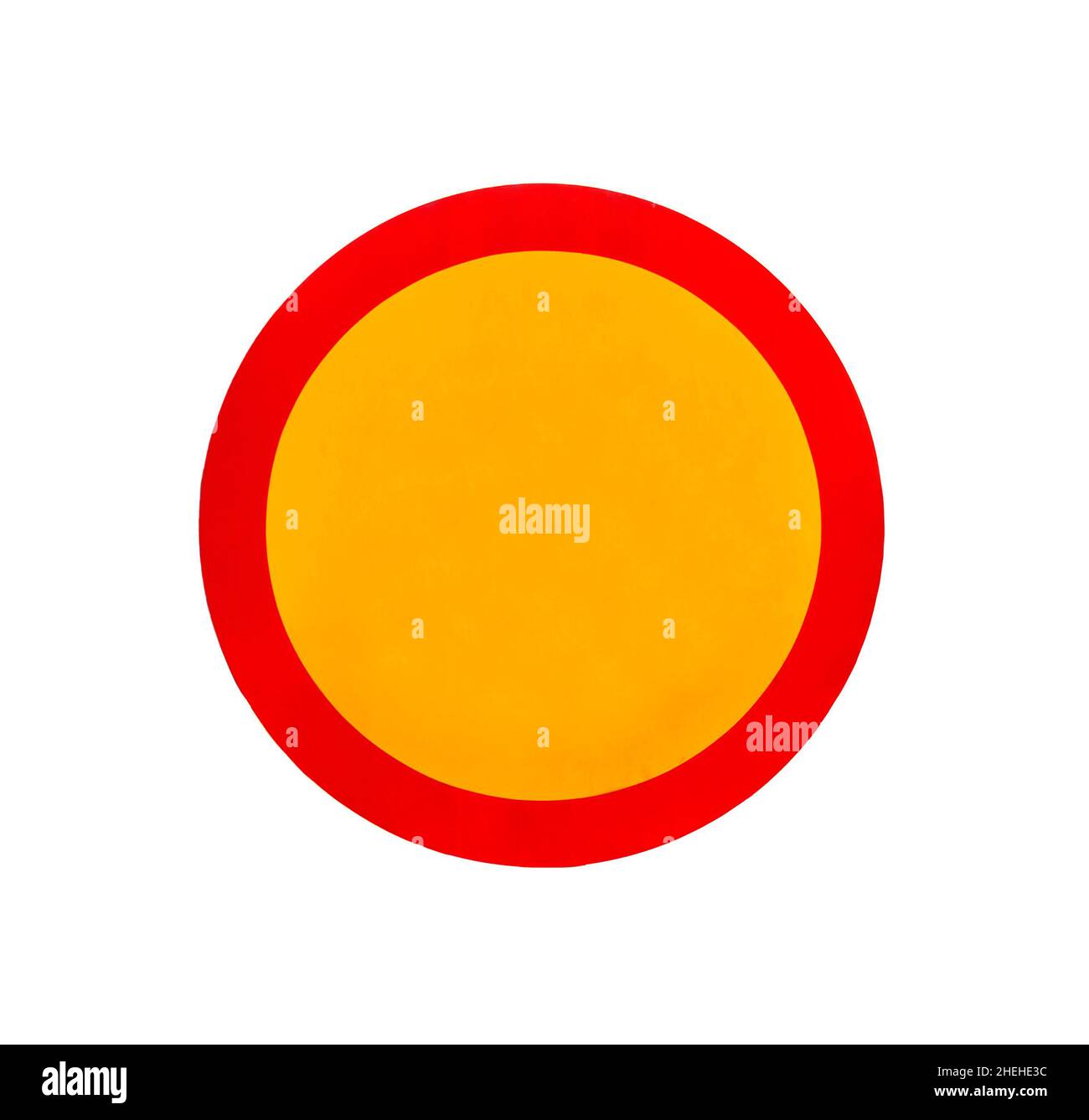 Yellow round speed limit road sign on rod Stock Photo - Alamy