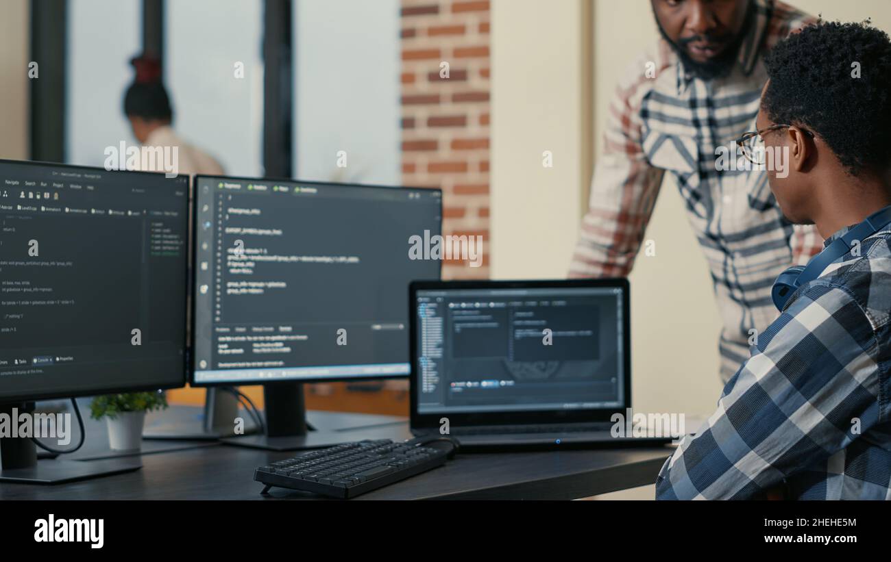 Portrait focused african american programer hi-res stock photography ...