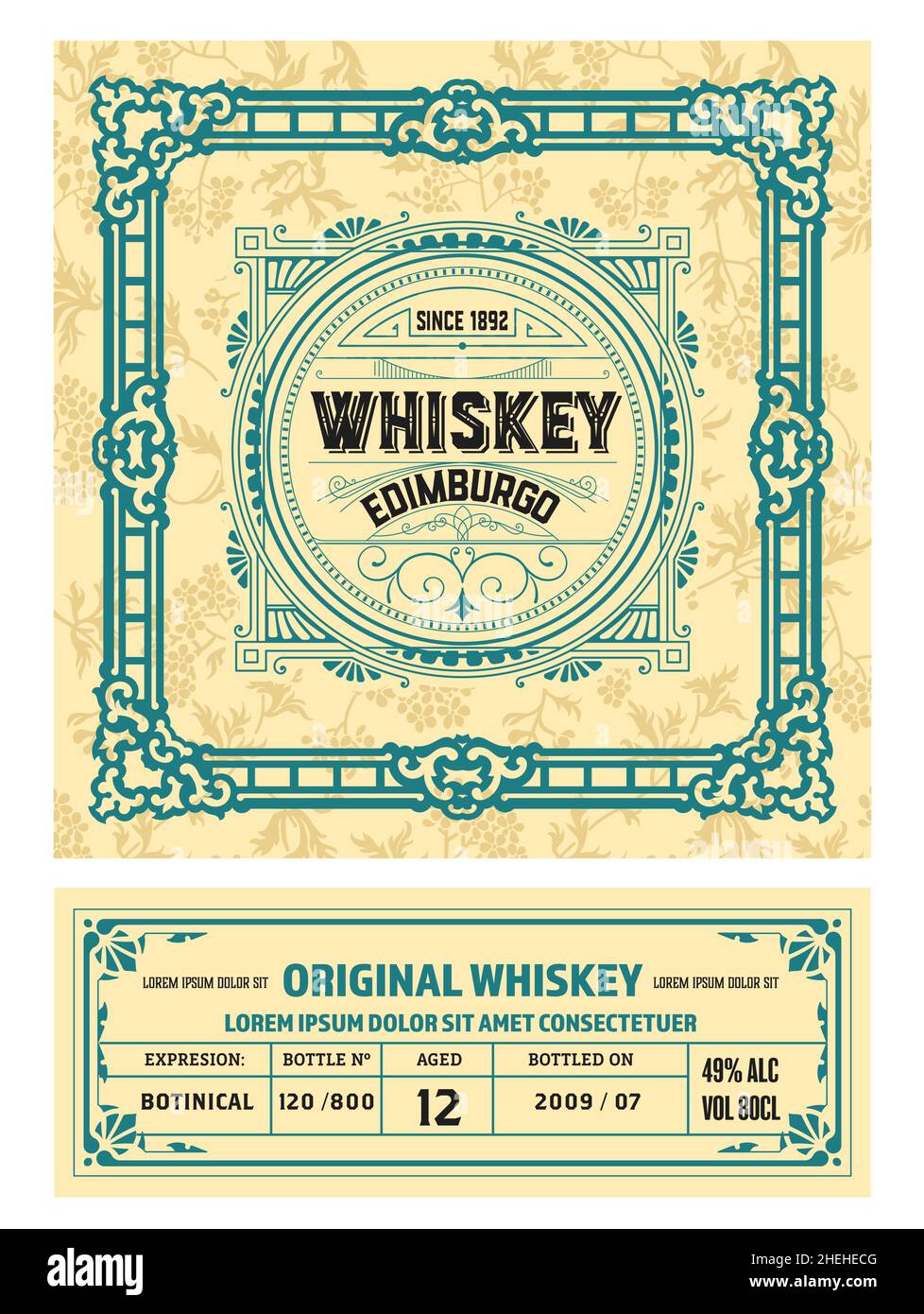 Whiskey label with old frames Stock Vector Image & Art - Alamy