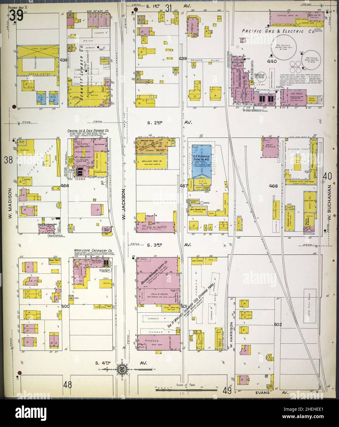 Sanborn Fire Insurance Map from Phoenix, Maricopa County, Arizona Stock ...