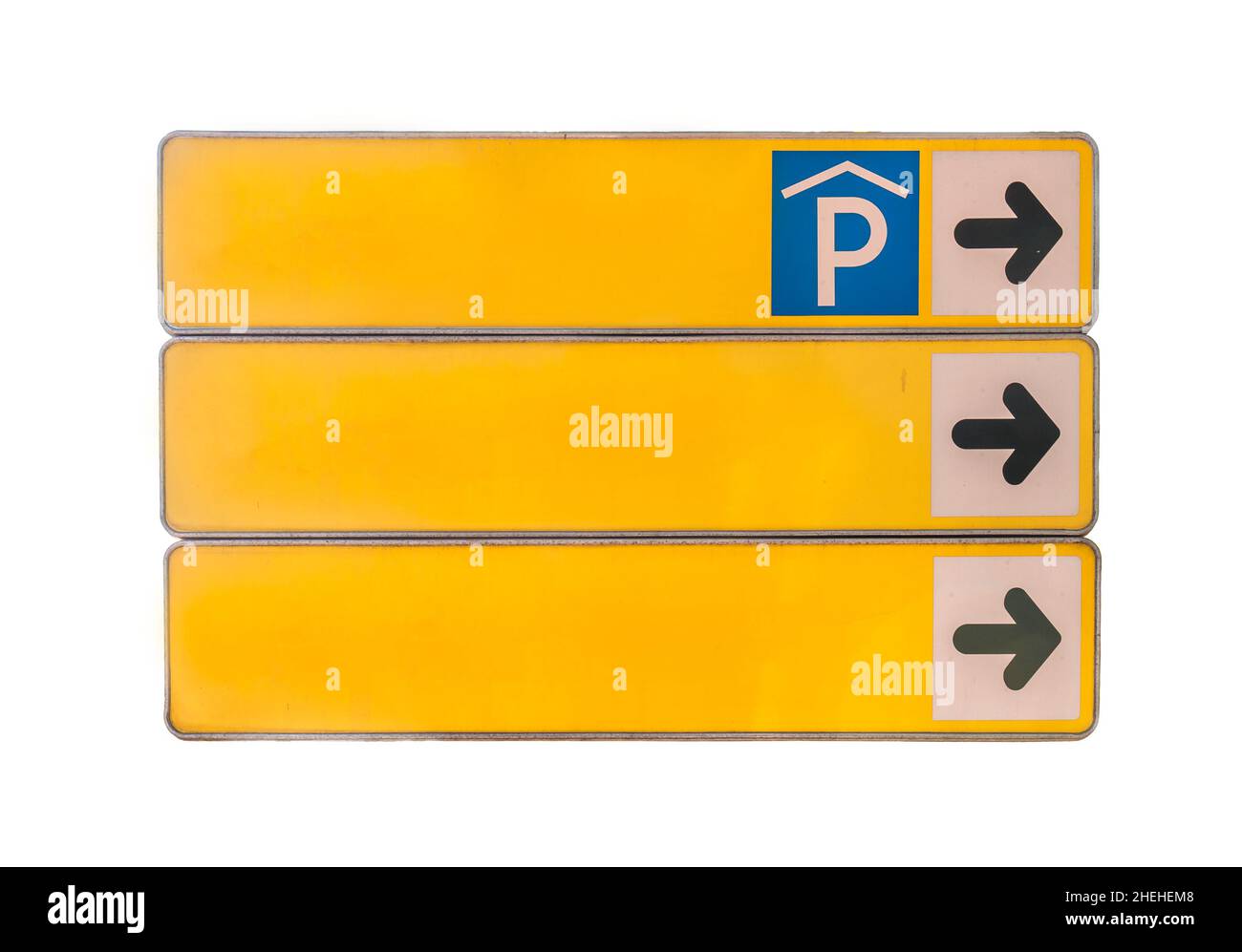 Yellow directional arrow road sign Stock Photo - Alamy
