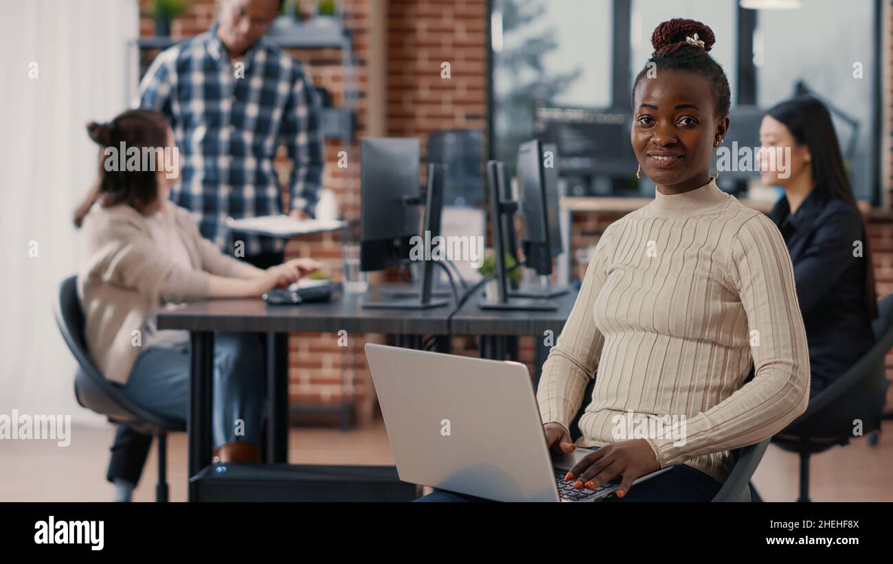 Portrait african american programer sitting hi-res stock photography ...