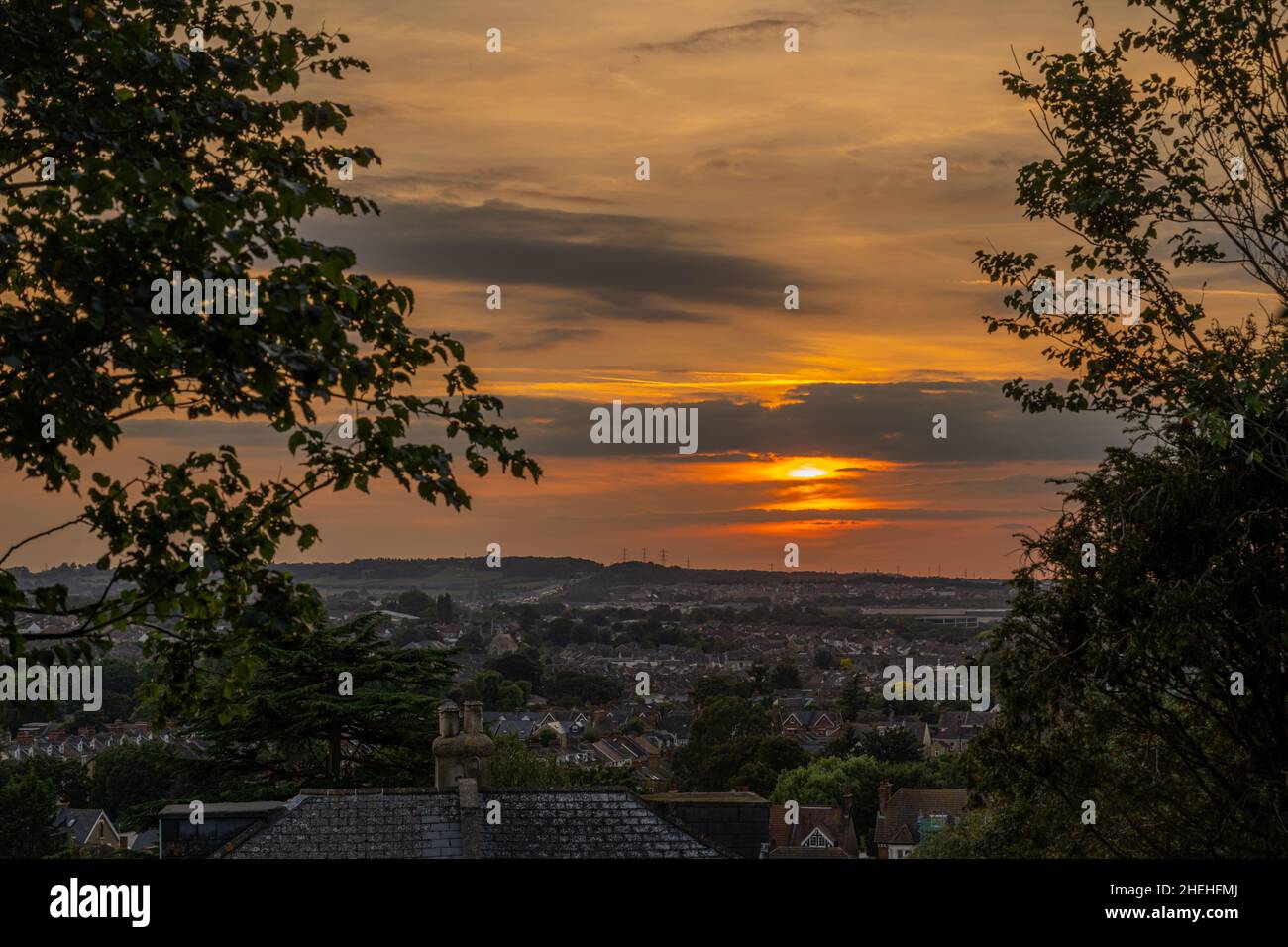 Sunset from Windmill hill Gravesend Kent looking over Northfleet ...