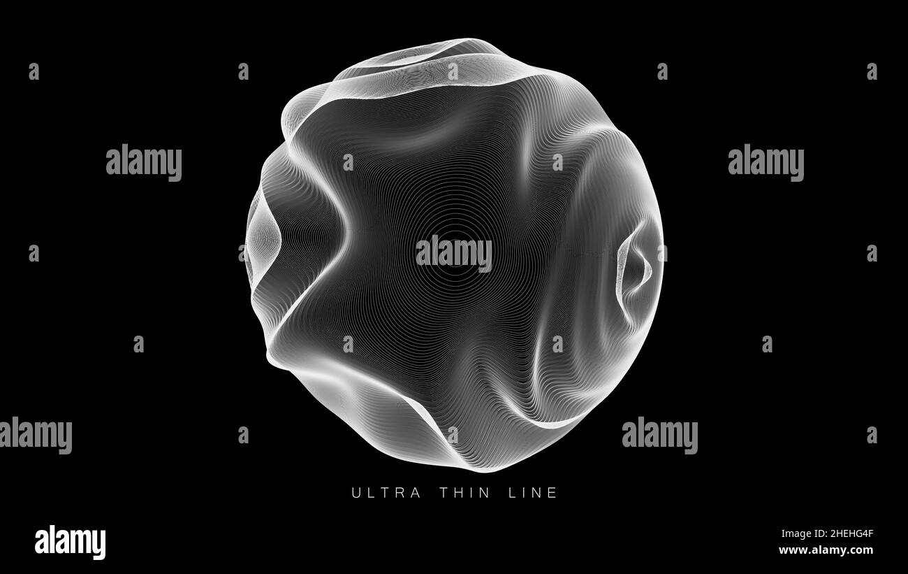 Distorted line spheres. Vector thin line glitch geometry Stock Vector ...