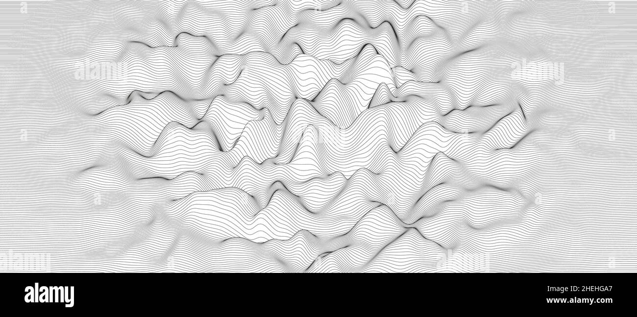 Monochrome sound line waves abstract background . Distorted line shapes ...