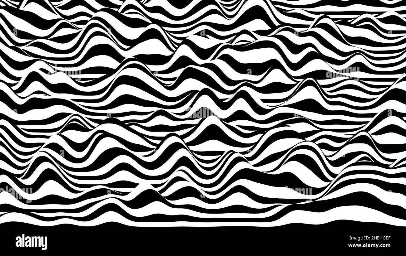 Optical illusion of distorted surface Black and White Stock Photos ...