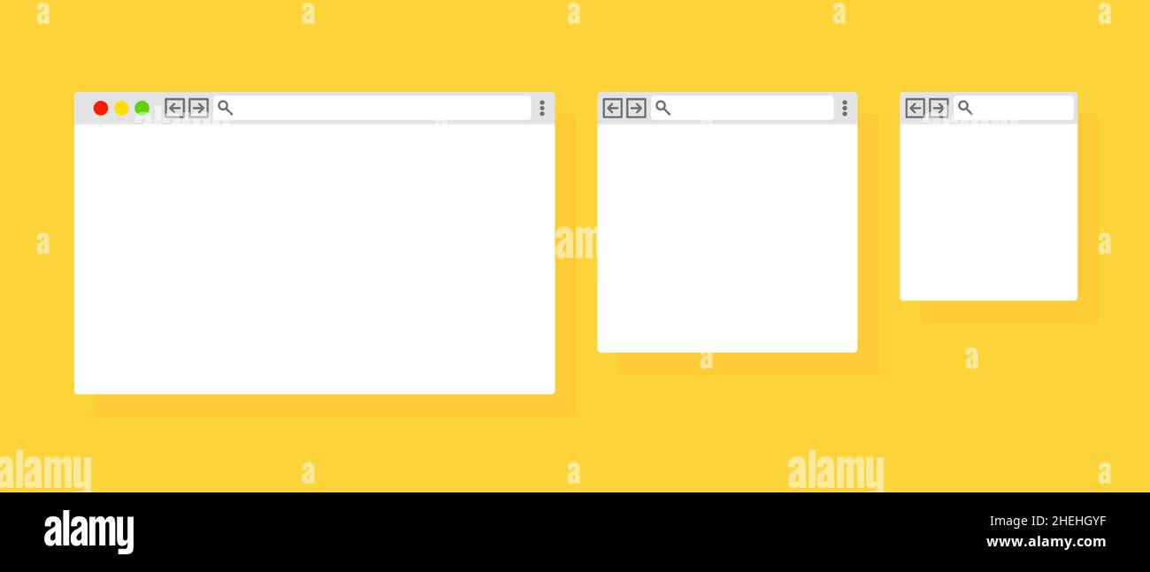 Browser window icon set. Empty web page mockup. Internet browser ...