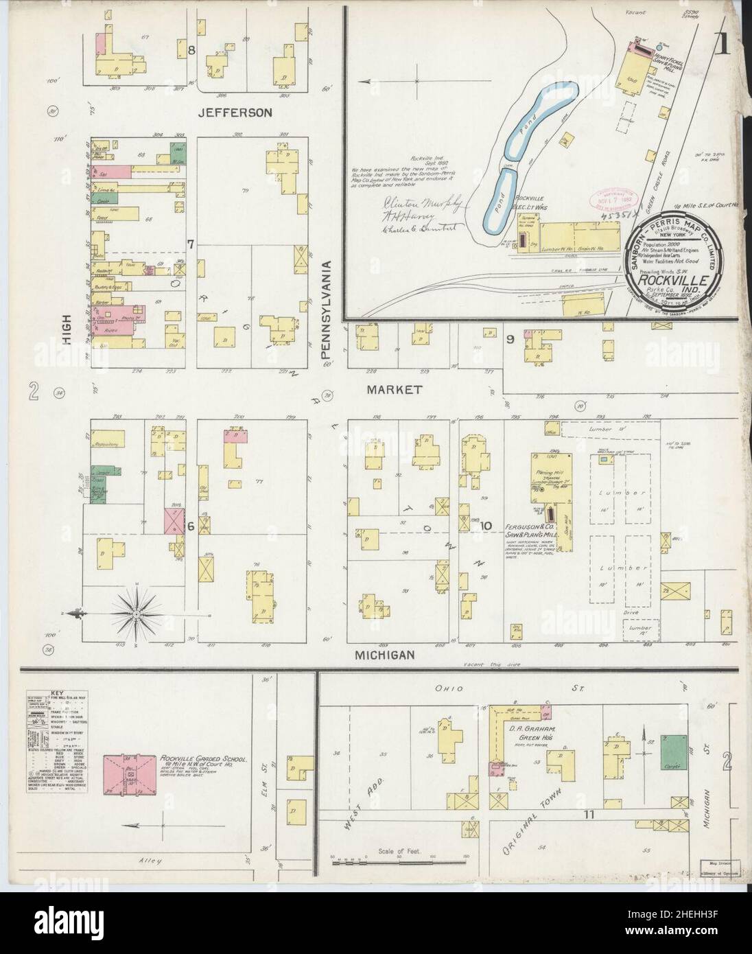 Sanborn Fire Insurance Map from Rockville, Parke County, Indiana Stock ...