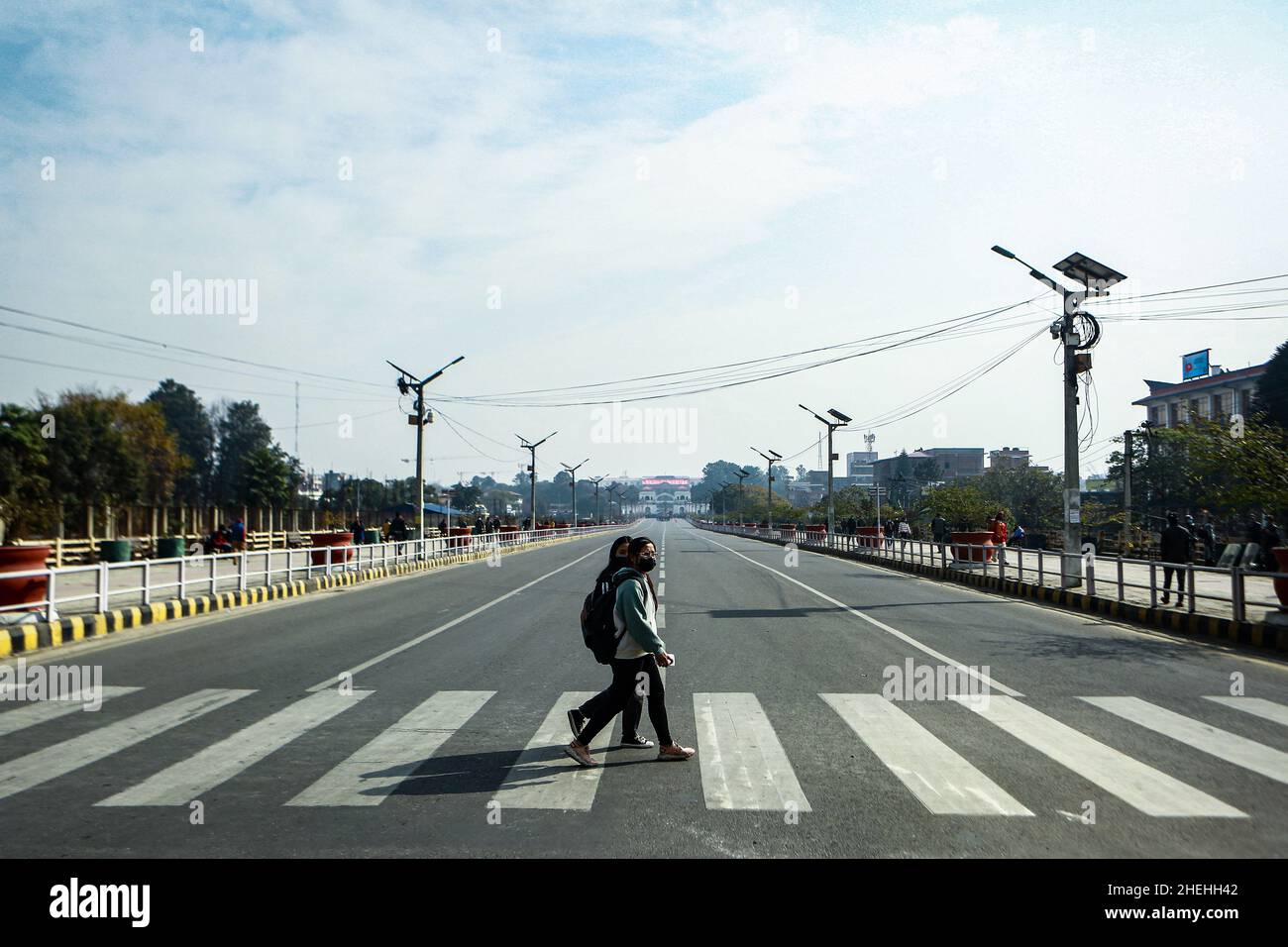 Bhaktapur, Bagmati, Nepal. 11th Jan, 2022. The main road crossing ...
