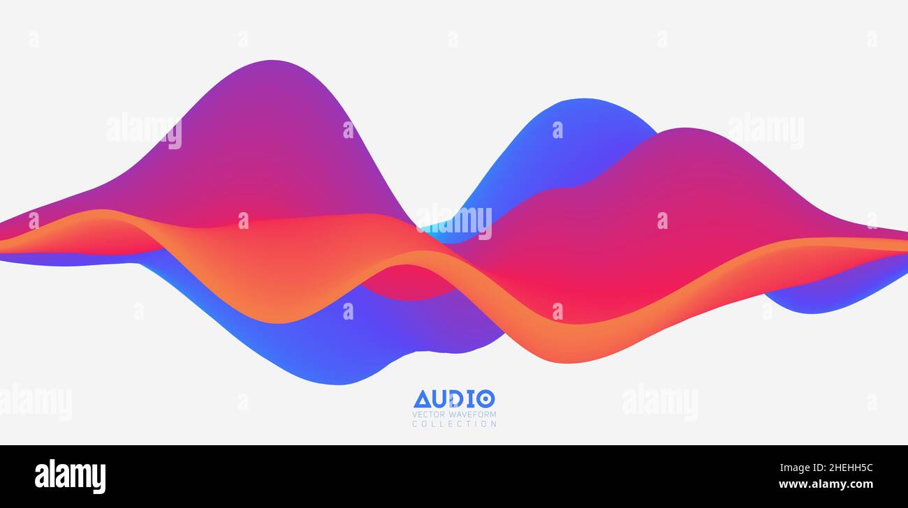 Sound wave visualiztion. 3D colorful solid waveform. Voice sample ...