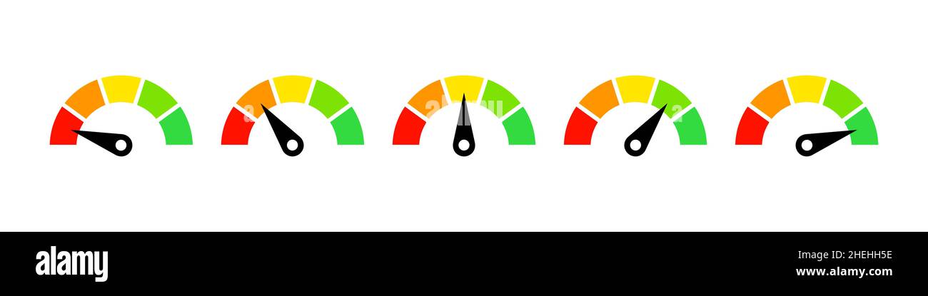 Speedometer icon set. Customer satisfaction meter collection. Vector on ...
