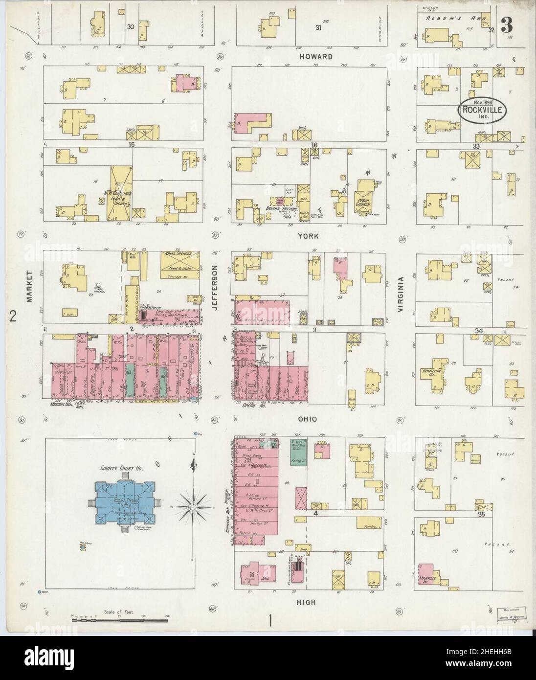 Sanborn Fire Insurance Map from Rockville, Parke County, Indiana Stock ...